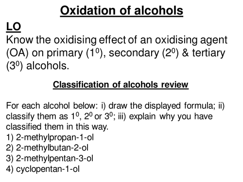 Oxidation of alcohols | Teaching Resources