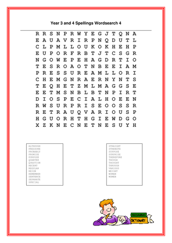 Year 3 and 4 Spellings Wordsearches | Teaching Resources