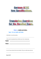 German GCSE 9 - 1 Specifications Translation Exercises. | Teaching ...