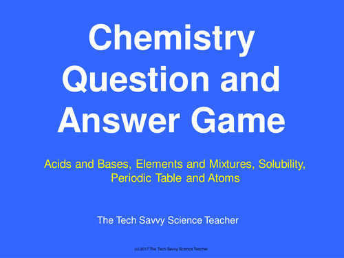 Chemistry Question and Answer Review Game | Teaching Resources