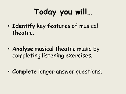 Eduqas GCSE Music for Ensemble - Musical Theatre | Teaching Resources