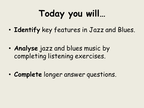 Eduqas GCSE Music for Ensemble - Jazz and Blues Music | Teaching Resources