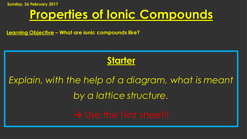 Properties of Ionic Compounds | Teaching Resources