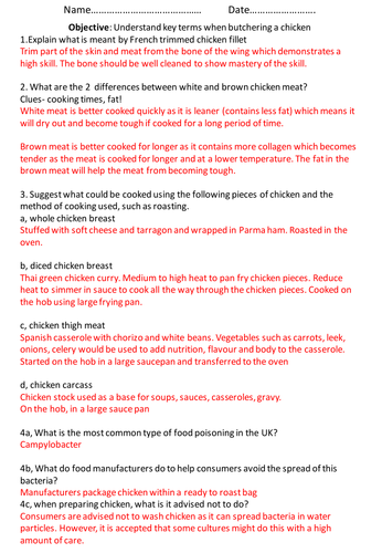 Chicken Butchery Video Food Preparation and nutrition GCSE | Teaching ...