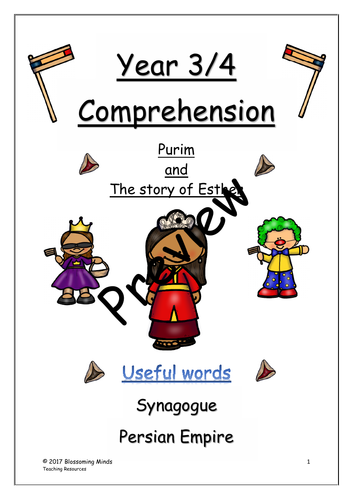 Jewish holiday of Purim - Year 3/4 comprehension | Teaching Resources