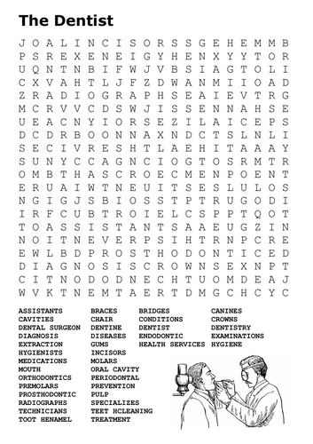 The Dentist Word Search | Teaching Resources