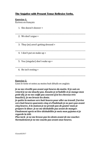 The Negative of French Present Tense Verbs. | Teaching Resources