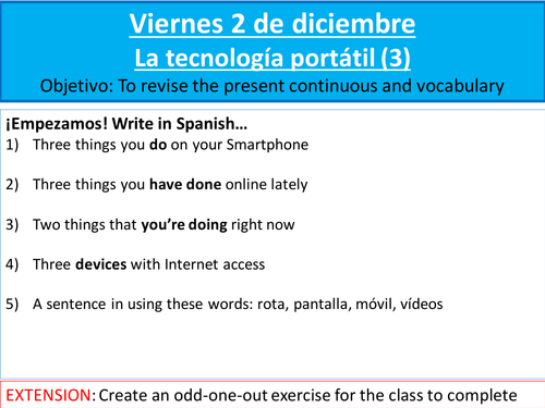 Oxford AQA GCSE 2.2F La tecnología portátil | Teaching Resources