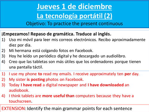 Oxford AQA GCSE 2.2F La tecnología portátil | Teaching Resources