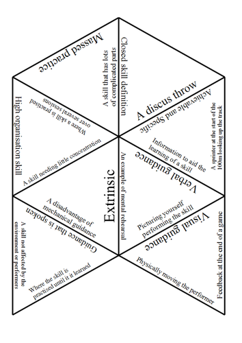 GCSE PE Edexcel 9-1 Sports Psychology Tarsia Triangle Puzzle | Teaching ...