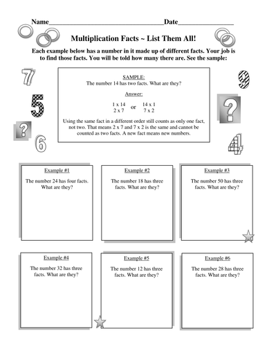 Multiplication Facts List Them All PLUS Greater Than Less Than Mult ...