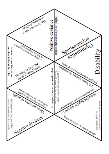GCSE PE Edexcel 9-1 Socio-cultural influences Tarsia Triangle Puzzle ...