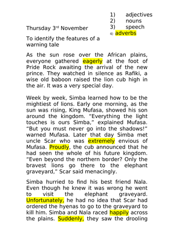 Predator Topic: Year 3: Lion King: Warning Tale | Teaching Resources