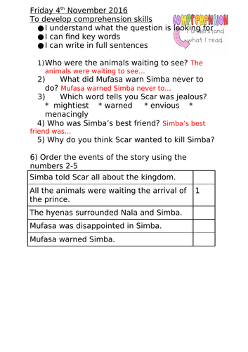 Predator Topic: Year 3: Lion King: Warning Tale | Teaching Resources
