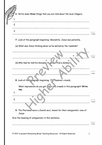 Year 6 SATs comprehension - Palm Sunday | Teaching Resources