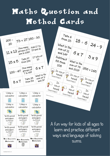 Maths Question and Method Cards | Teaching Resources
