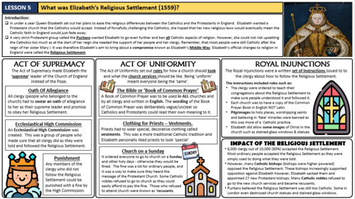 Religious Settlement - Elizabethan England - GCSE History Edexcel ...