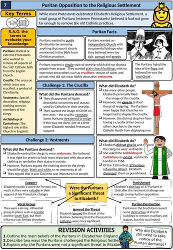 Puritan Challenge Religious Settlement - Elizabethan England - GCSE ...