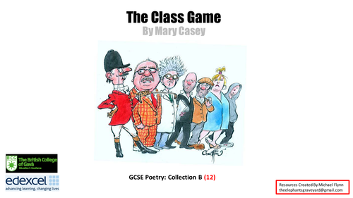 KS4 Poetry: (12) The Class Game By Mary Casey | Teaching Resources