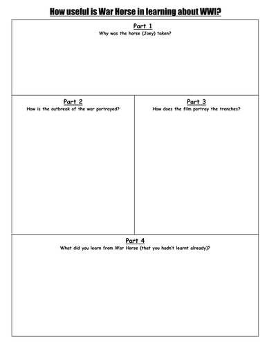 How useful is War Horse for an enquiry into the First World War ...