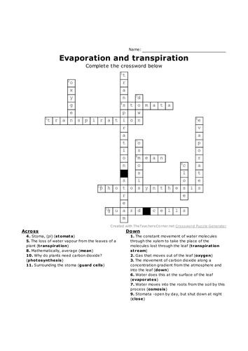 GCSE biology crosswords NEW specification Chapter 4 Organising animals ...
