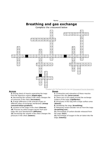 GCSE biology crosswords NEW specification Chapter 4 Organising animals ...