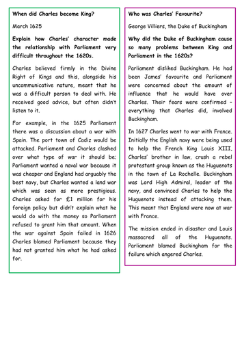 Quiz Quiz Trade - Introduction and Revision for KS5 Charles I ...