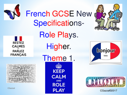 French GCSE 9 - 1 Specifications - Role Plays - Theme 1. | Teaching ...