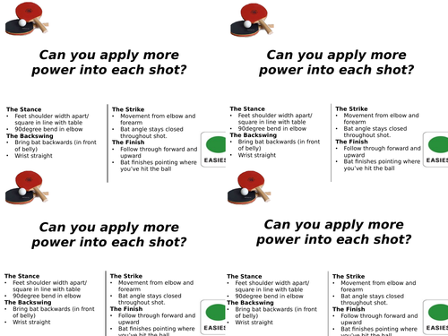 GCSE PE: Table Tennis Scheme of Work | Teaching Resources