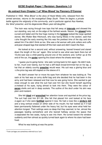 AQA English Language Paper 1 Revision: Questions 2-4 (lesson and mock ...