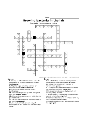 GCSE biology crosswords NEW specification Chapter 5: Communicable ...