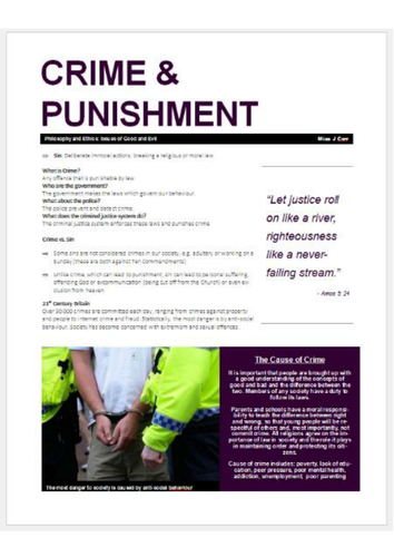 WJEC Eduqas Issues of Good and Evil: Crime, Punishment, Prisons and ...
