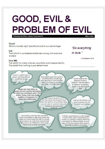 WJEC Eduqas: Issues of Good and Evil: Good, Evil and the Problem of ...