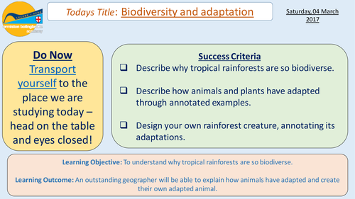 Tropical Rainforests - Biodiversity & Adaptations | Teaching Resources