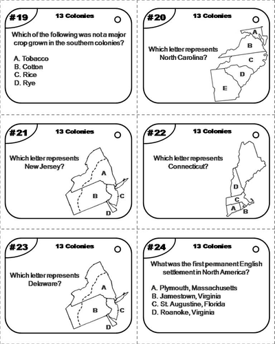 13 Colonies Task Cards | Teaching Resources