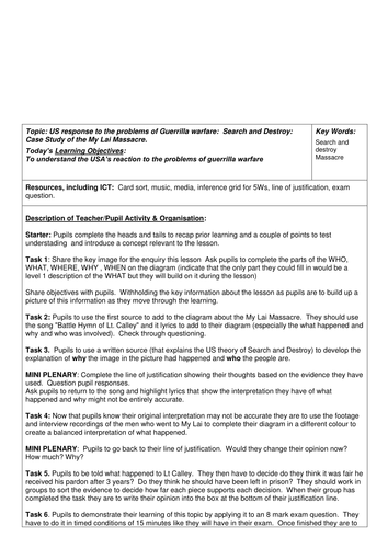My Lai Massacre 1968 for new Edexcel GCSE USA unit | Teaching Resources