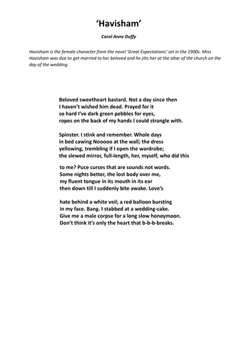 New AQA unseen poetry- Havisham | Teaching Resources