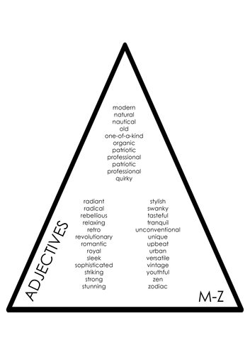 Textiles Design Adjectives Word Bank - Build Your Own Word Pyramid - 2/ ...