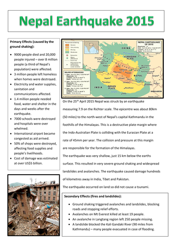 New AQA: Lesson 4 Effects of an Earthquake - comparing Chile and Nepal ...