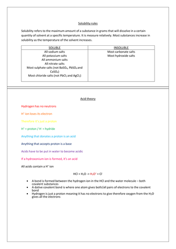 Edexcel International GCSE Chemistry notes: Metals, solubility, acid ...