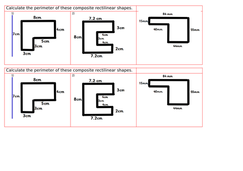 Perimeter of Composite Rectilinear Shape Lesson Pack-4 Lessons plans ...