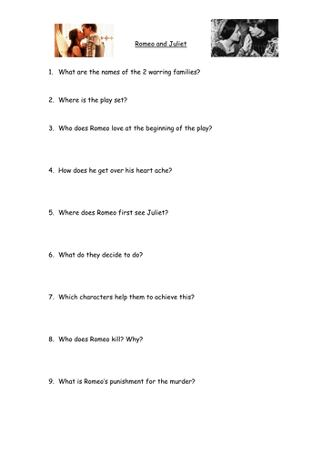 Plot and character lesson Romeo and Juliet | Teaching Resources