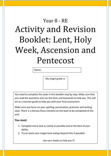 Differentiated revision and assessment booklets on Lent, Holy Week ...