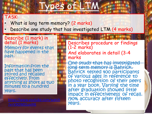 Types of Long Term Memory (LTM) Psychology AQA-A (New Spec) | Teaching ...
