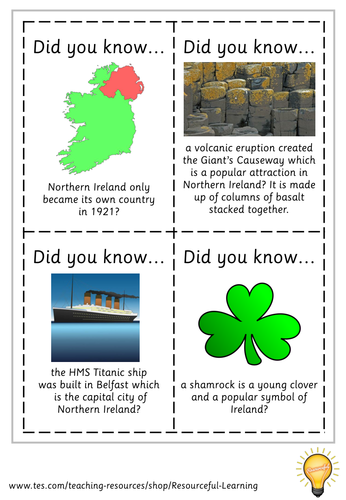 Fun Fact Cards: Northern Ireland | Teaching Resources