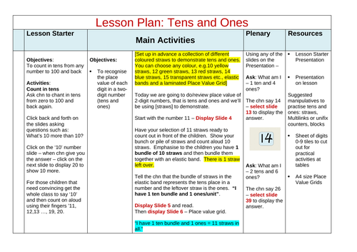Place Value: Tens and Ones/Units, Presentations, Lesson Plan, Practical ...