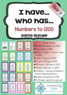 I Have Who Has Game Bundle - Numbers Up to 1200 Plus Fractions ...