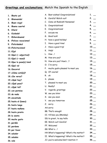 New AQA GCSE Spec: Spanish General Vocab revision | Teaching Resources