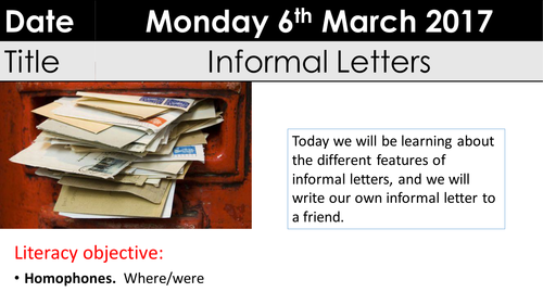 Informal Letters - KS3 Y9 transactional writing | Teaching Resources