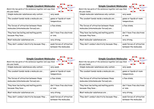 GCSE Chemistry Structure and Bonding Activity cards - Giant and Simple ...